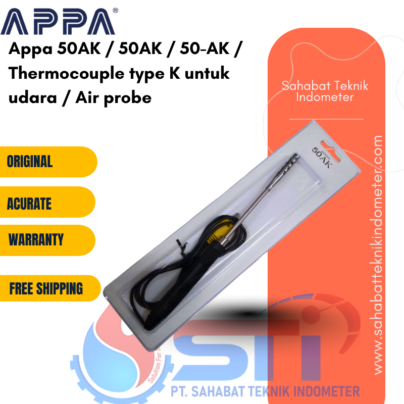 Appa 50AK / 50AK / 50-AK / Thermocouple type K untuk udara / Air probe ...